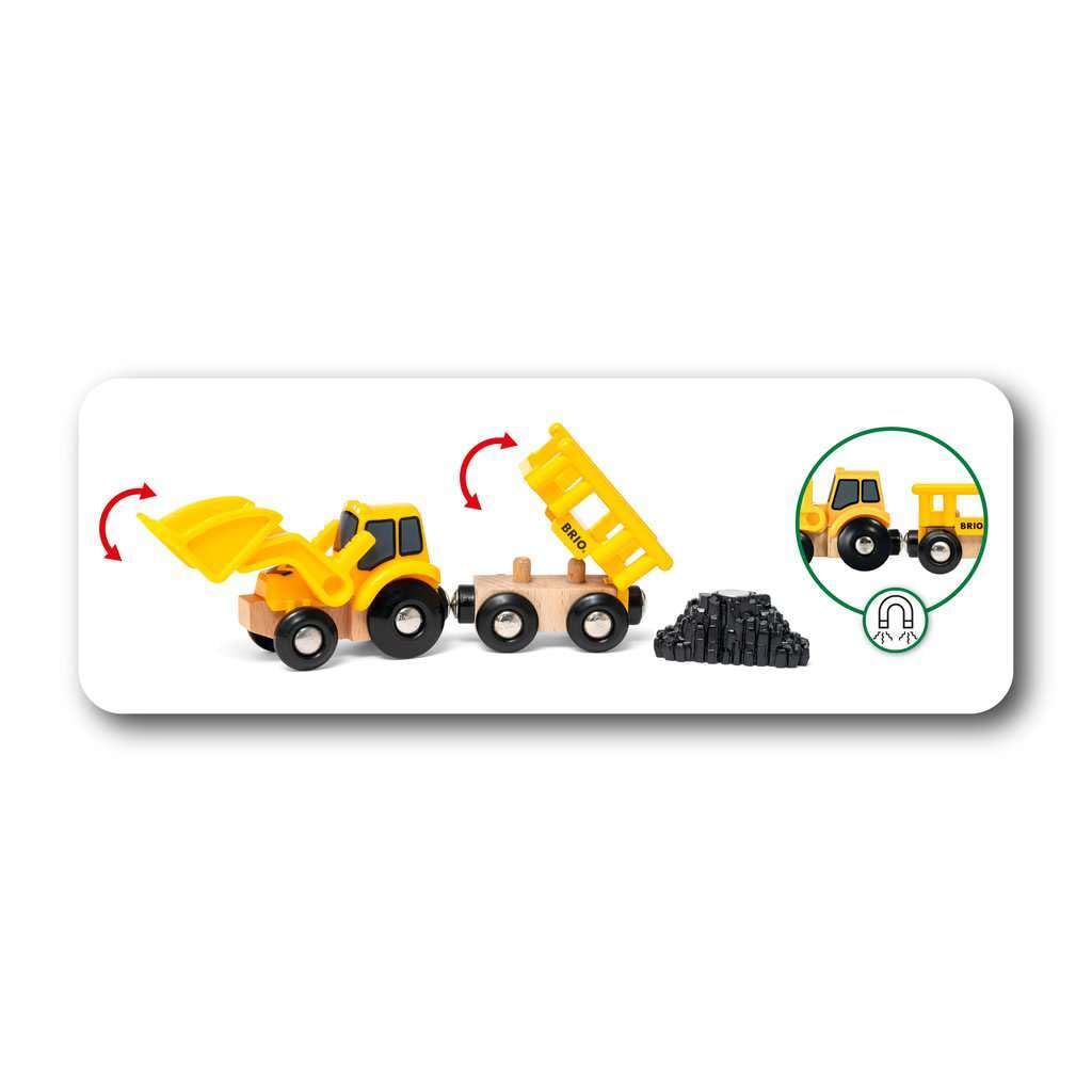 BRIO Construction Vehicles - Premium Wooden Toy Train Set | Fun and Educational | Easy Magnetic Couplings | FSC Certified Wood | Ideal Christmas or Birthday Gift