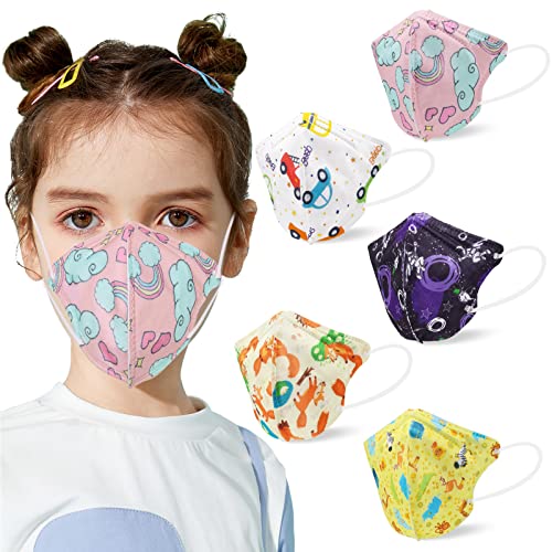 Cute KN95 Face Masks for Kids 50 Pack 5 Layers Breathable Children Safety Respirator Multicolor Cup Dust Disposable Child KN95 Mask