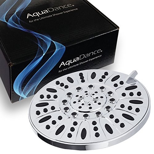 AquaDance Chrome High Pressure 6-Setting, 7" Rainfall Shower Head β Tested to Meet US Quality Standards, Angle-Adjustable, with Tool-Free Installation Finish