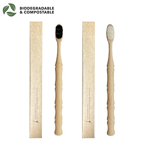 BANBUKES Bamboo Toothbrush, Biodegradable Toothbrushes with 20000 Extra Soft Bristles, Eco Friendly, Green & Compostable Toothbrushes for Pregnant Women, Braces, Sensitive Teeth Gum Recession-6 Pack