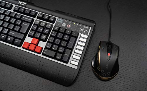 A4tech X7 G800V Wired Silent Gaming keyboard with wide palm rest - quiet for pc gaming - one handed macro access - non rgb mechanical