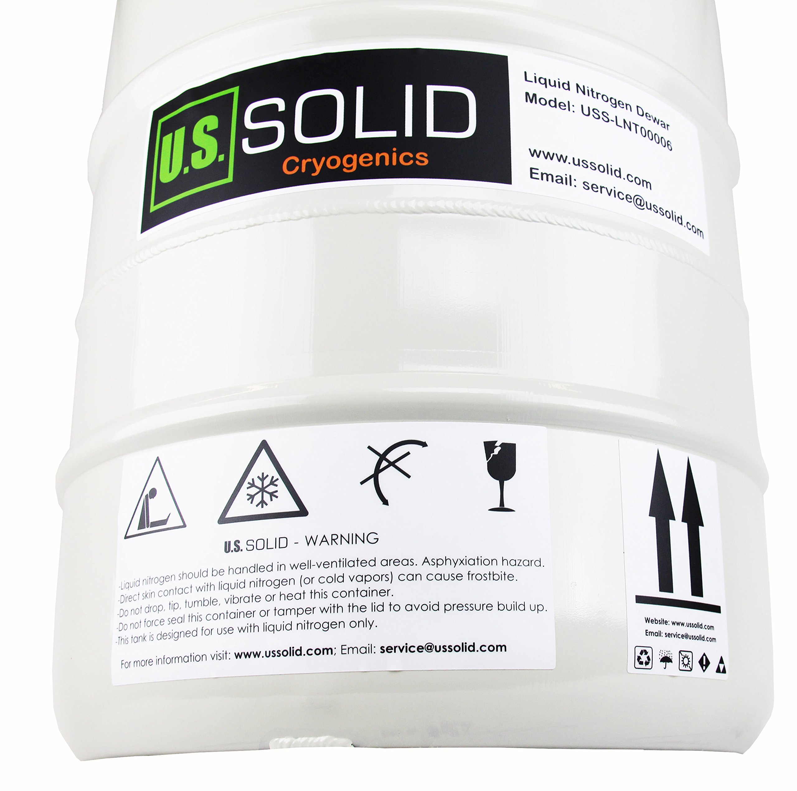 U.S.SOLID 20 L Cryogenic Container Liquid Nitrogen (LN2) Dewar Semen Tank 6 Canisters Carry Bag
