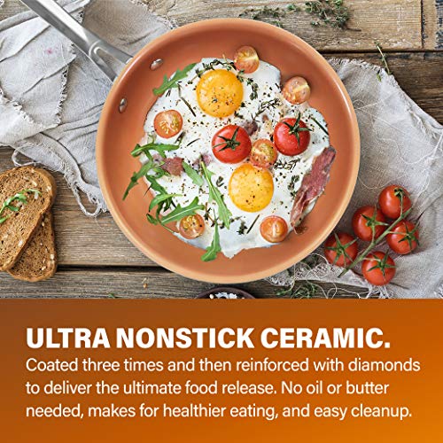 Gotham Steel 5 Piece Essentials Cookware, Pots and Pan Set with Triple Coated Nonstick Ceramic Copper Surface & Aluminum Composition for Even Heating 100% Non-Toxic, Oven, Stovetop & Dishwasher Safe