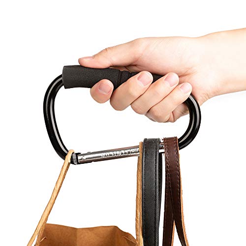 Funbliss Stroller Hooks by Baby,2 Pack Convenient Organizer Hook Bag Clips to Diaper Bags Clothing,Purses,Groceries,Great Hook Set for Mommy When Walking or Shopping(Black)