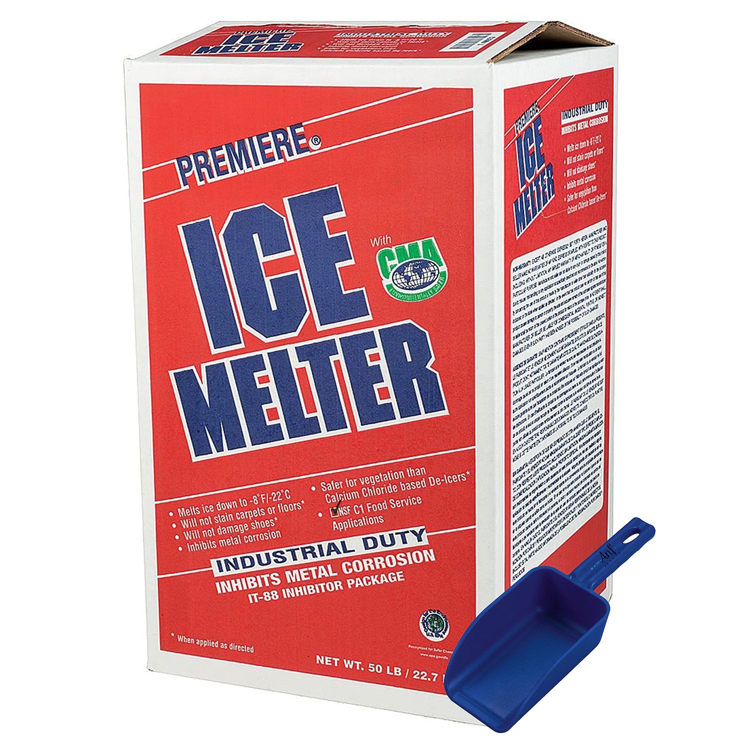 ANF BRANDS 50 LB Granular Ice Melt Pellet, Fast Acting Ice Melter - Melts to -8°F, Red, (Melt01)