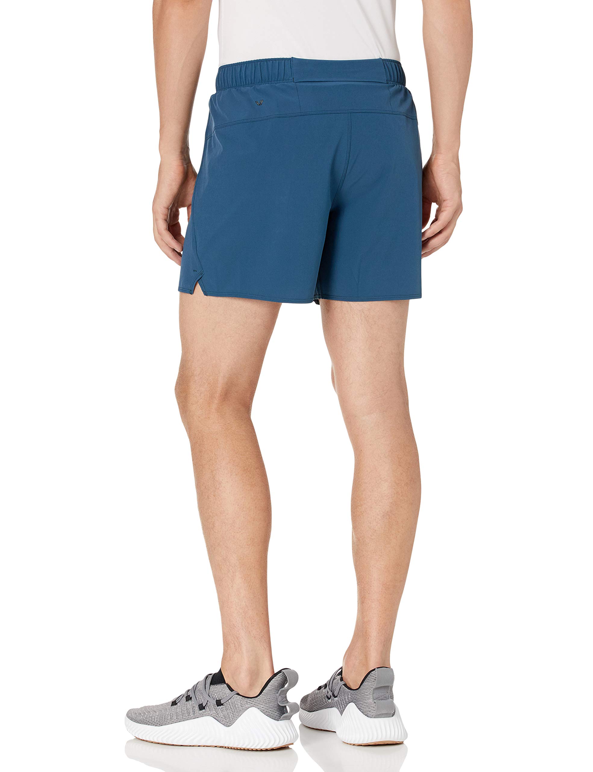 Amazon Brand - Peak Velocity Men's 5'' Run Short with Boxer Brief, Navy, Small