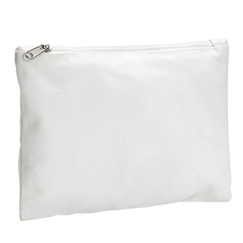 Juvale 12-Pack Bulk Blank Canvas Zipper Pouch Set with Zipper for Cosmetic & DIY Crafts, Pens, Pencils, Markers, Scissors, Makeup Brushes, Lip Gloss, Hair Clips (8x6 in)