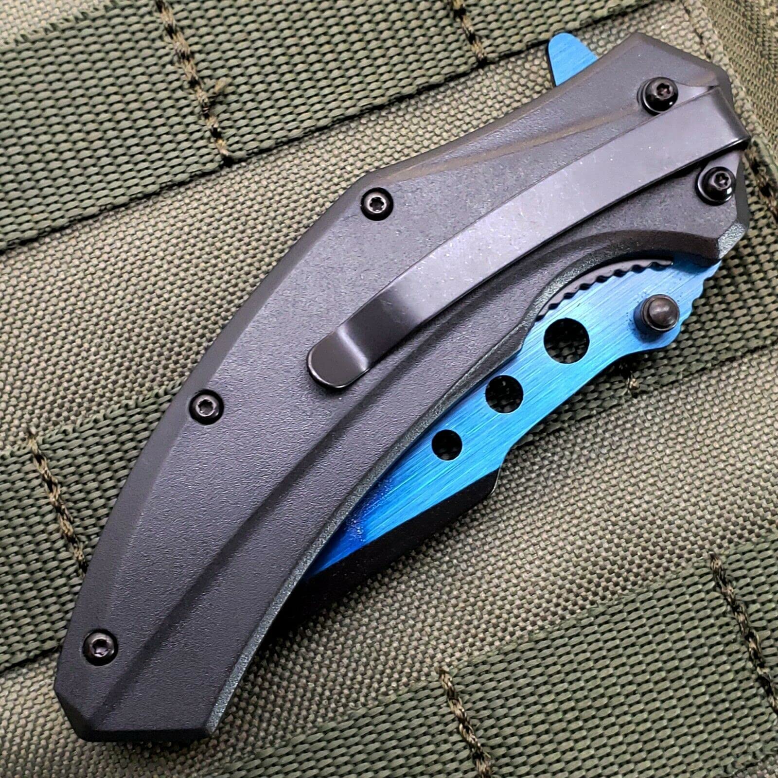 7.75" Open Folding Pocket Knife Tanto Blade Edc Green Outdoor Survival Hunting Knife for Camping by Survival Steel