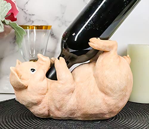 Ebros Babe Farm Pink Pig Wine Holder Decor Statue Whimsical Practical Pig Wine Caddy Storage Organizer
