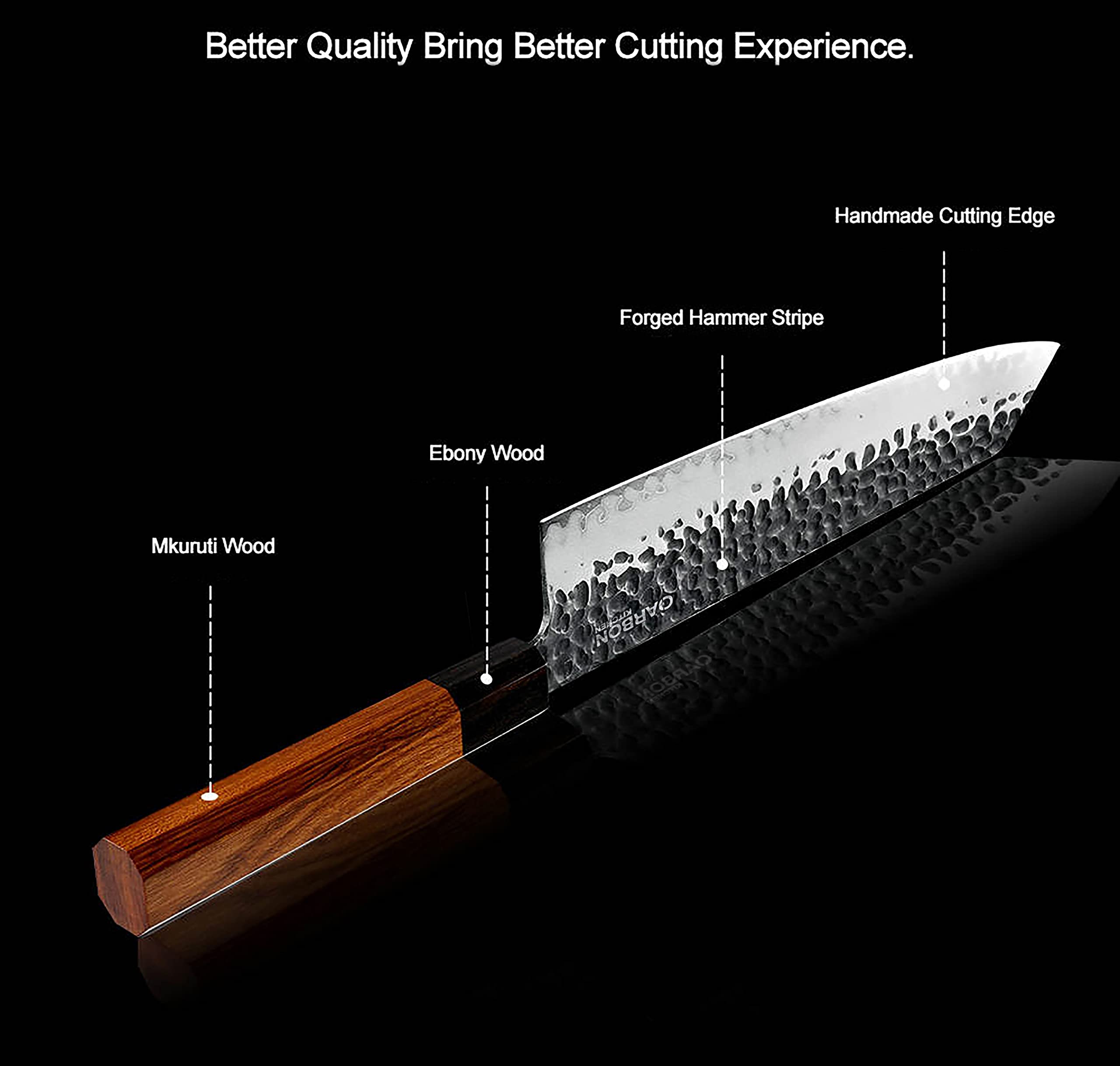 9 Inch Kiritsuke Japanese Chef Knife, Ultra-Sharp Carbon Stainless Steel Professional Cooking Kitchen Knife | Meat Slicing, Vegetable and Sushi Knife