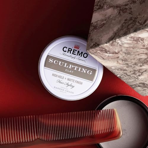 Cremo Mens Hair Clay, Premium Barber Grade Sculpting Clay for Hair Styling, High Hold, Matte Finish, 4 Oz