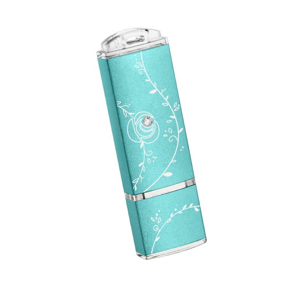 TCELL Natural Beauty 128GB USB 3.0 Flash Drive Decorated with Swarovski Elements Crystal Blue for Women Student Office Gift, Blue USB Stick