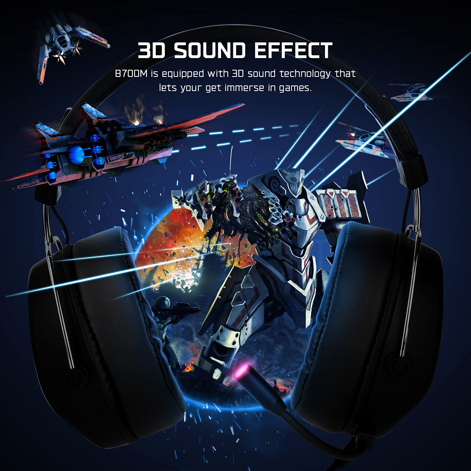 ABKONCORE B700M Virtual 7.1 Surround Sound Card & 3.5mm RGB Gaming Headset with Adjustable Noise Cancelling Mic & Multi Compatibility PS4, PC, Xbox one, Nintendo Switch, Tablet, Mobile