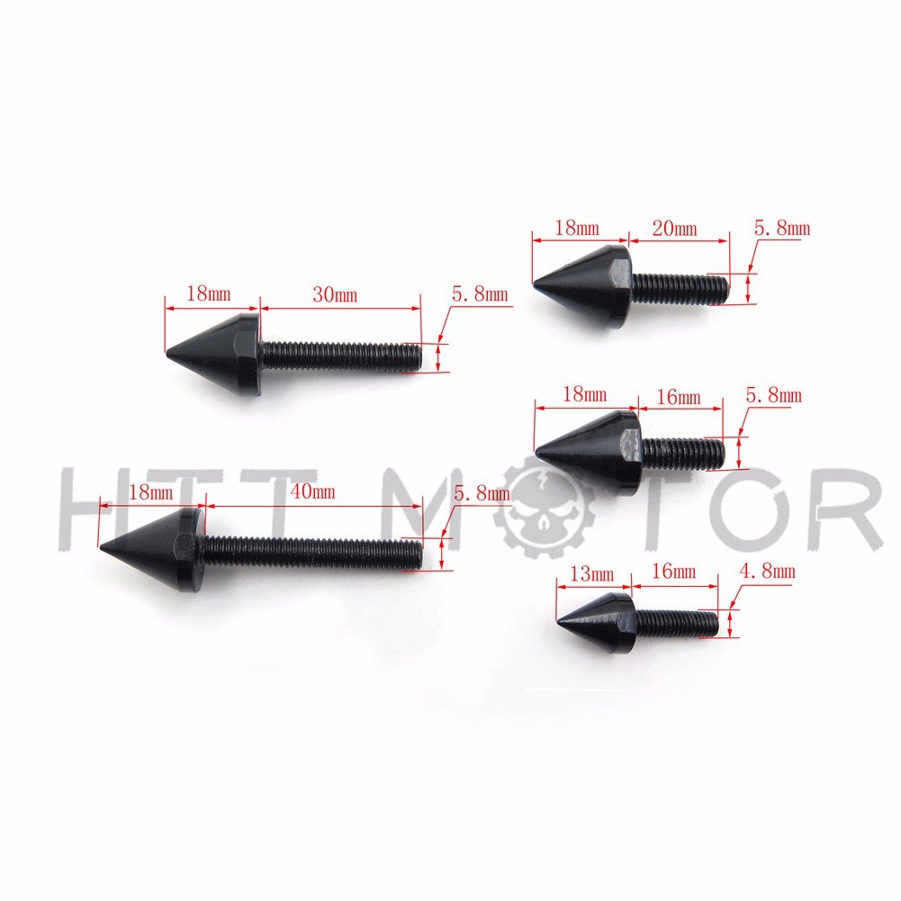 HTTMT MT215-008- Black Spike Fairing Bolts Compatible with 1999-2000 CBR 600 F4 2001-2007 Cbr600 F4I
