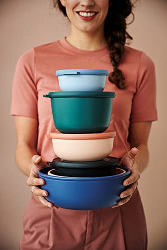 MEPAL, Cirqula Multi Food Storage and Serving Bowl with Lid, Food Prep Container, Shallow, Nordic Berry, 1.3 Quarts (1.25 Liters, 42 ounces), 1 Count