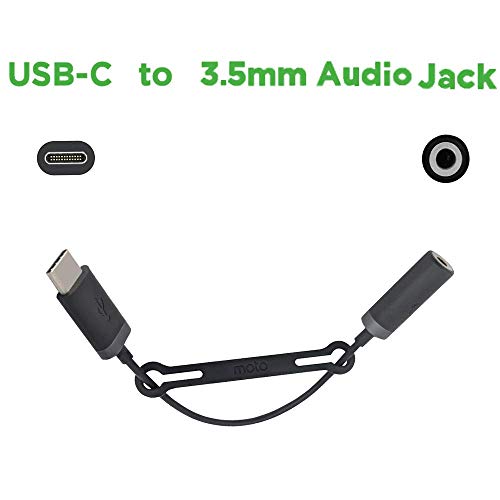 Motorola USB-C to 3.5mm Audio Headphone Jack Adapter Cable for Moto Z, Z Force, Z Force Droid, Z2 Force - Black