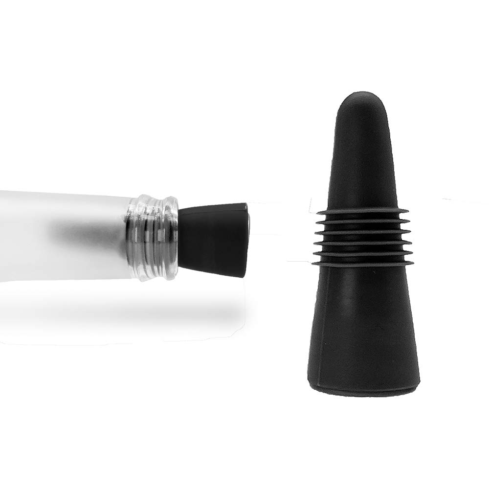 ANIN 8 pcs of Wine Stoppers, Reusable Silicone Beverage Bottle Sealer Replacement with Grip Top for Cork to Keep the Wine Fresh - Black