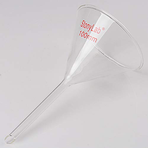 stonylab 1-Pack Glass Funnel, Heavy Wall Borosilicate Glass Funnel, 100mm Diameter and 100mm Stem Length