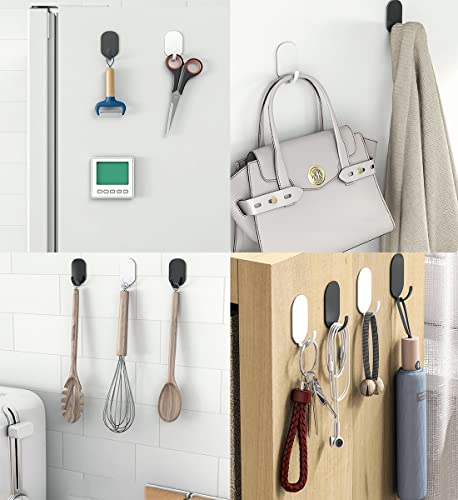 BANRIXIAN 10Pack Self-Adhesive Hooks Heavy Duty Hooks Wall Window Kitchen Behind Door Bathroom (Black White) (Black)