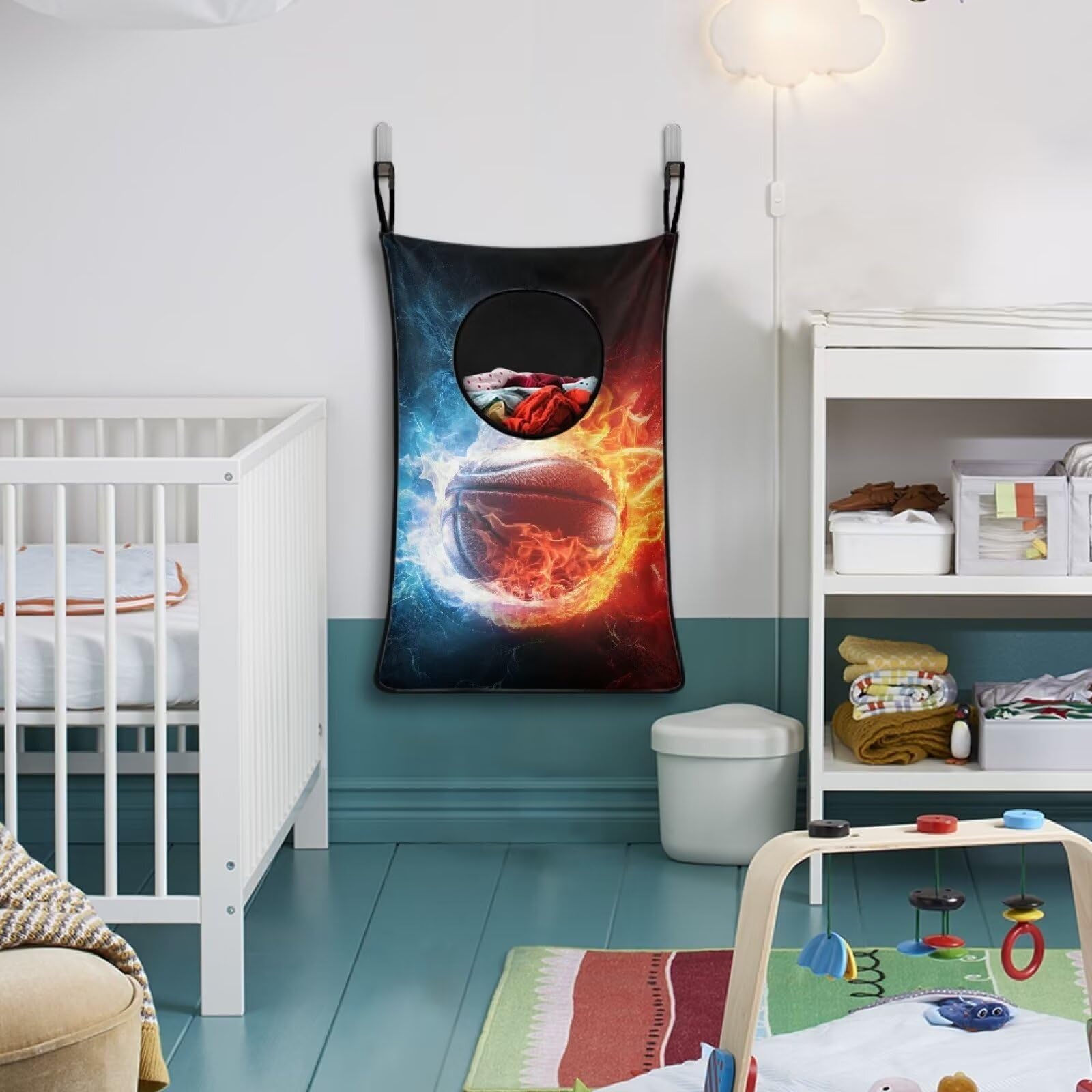 Babrukda Mushroom Flower Print Over the Door Laundry Hamper Collapsible Hanging Laundry Bag Holding Clothes Toys Socks and Saving Space Large Laundry Baskets Storage Pouch Lightweight