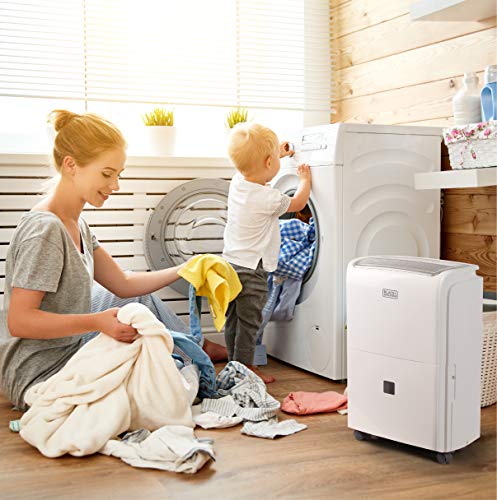 BLACK+DECKER 3000 Sq. Ft. Dehumidifier for Large Spaces and Basements, Energy Star Certified, BDT30WTB , White