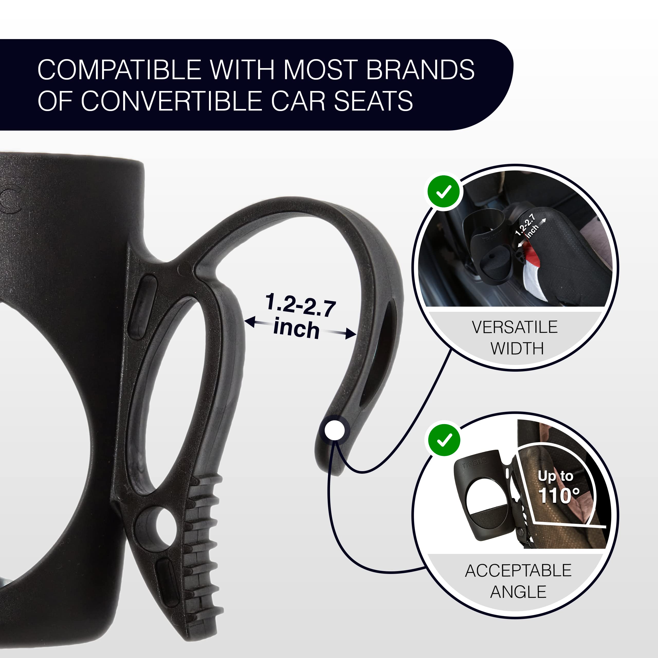 Trustic - Child Cup Holder for Convertible Car Seats - Compatible with Britax ClickTight Marathon, Boulevard, Advocate Car Seats – Black