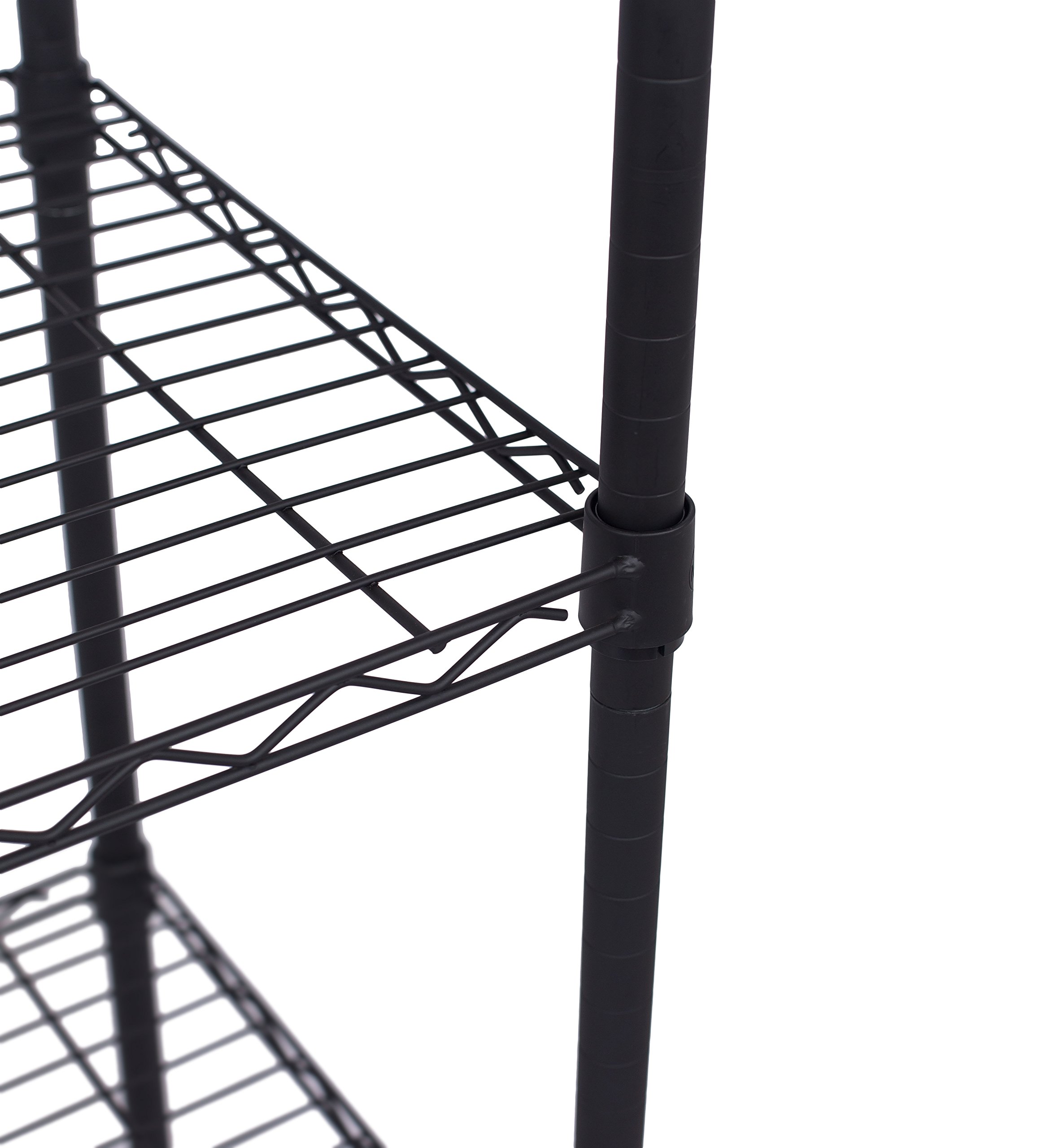 Internet's Best 5-Tier Wire Shelving - Flat Black - Heavy Duty Shelf - Wide Adjustable Rack Unit - Kitchen Storage