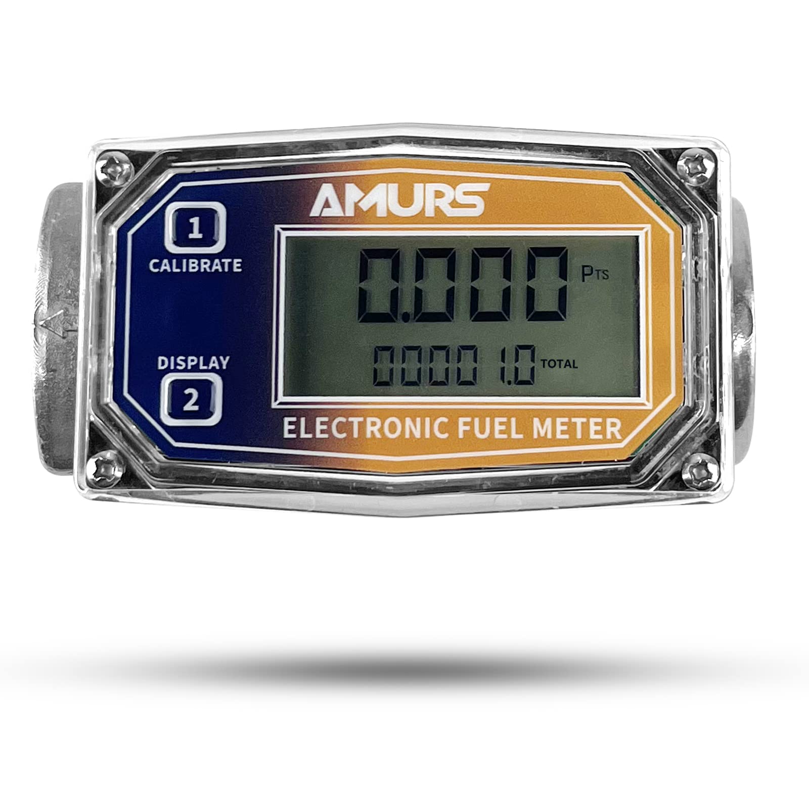 AMURS Turbine Flow Meter LCD Digital Display Flowmeter Gas Oil Fuel Flowmeters 1inch Fuel Flowmeter with NPT Counter for Measuring Diesel Kerosene Gasoline Flows