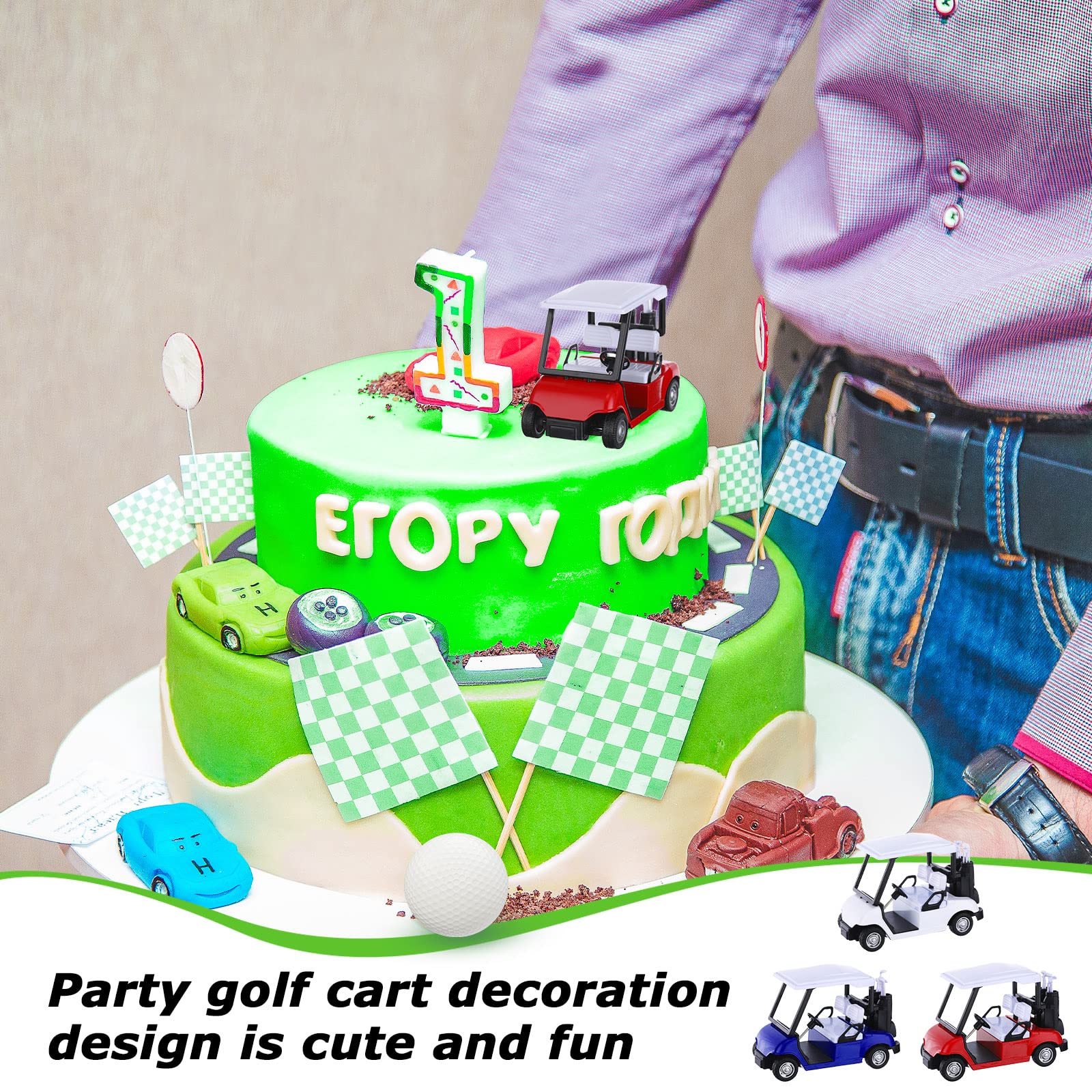 6 Pcs 4.72 Inch Mini Golf Cart Miniature Diecast Golf Cart Decorations Golf Birthday Decorations Metal Pull Back Die Cast Action Toy Golf Cart for Table Golf Decor Golf Party Decorations 1: 20