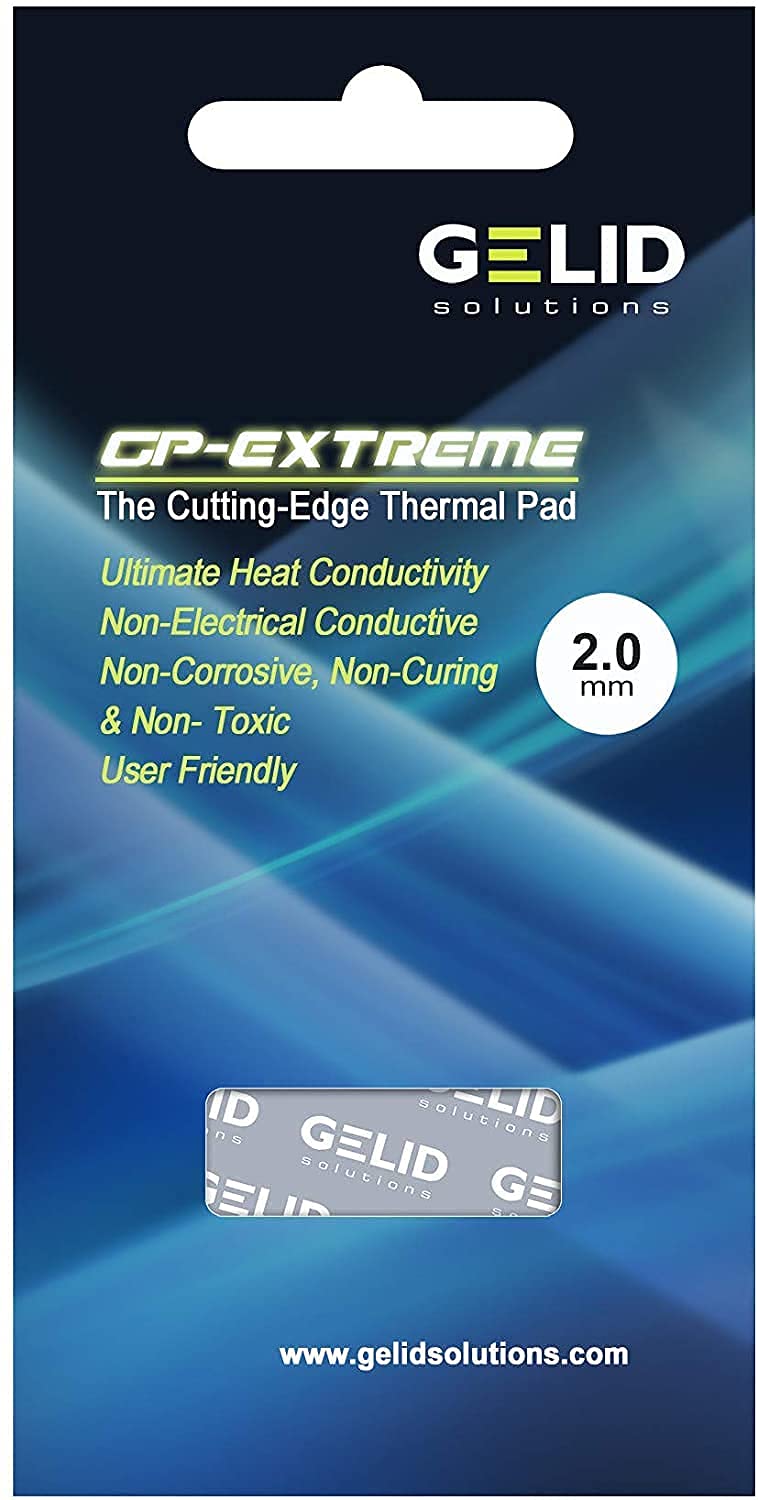 Gelid Solutions GP-Extreme Thermal Pad 80 x 40 x 2.0 mm Excellent Heat Conduction, Ideal Gap Filler Easy Installation Thermal Conductivity 12W