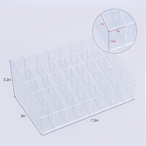 Benbilry Lipstick Holder, 40 Space Acrylic Lipstick Holder Organizer Case Display Rack,40 Slots (in a 8 x 5 Arrangement) Stand Cosmetic Makeup Organizer Lipstick, Brushes, Bottles More