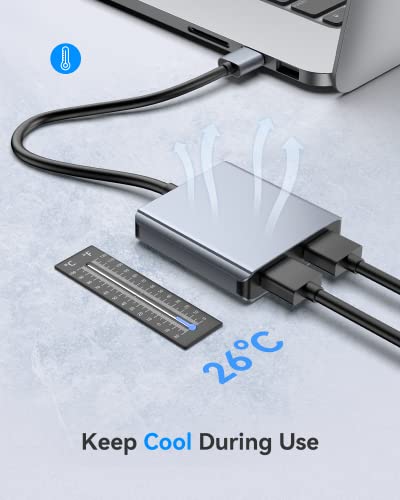 ABLEWE USB to Dual HDMI Adapter, Extend and Mirror Windows and Mac OS Displays