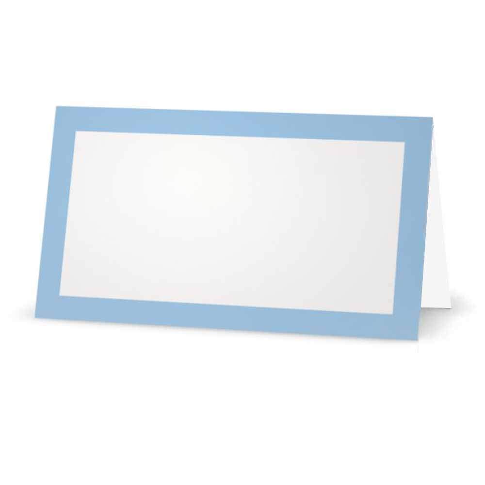 Baby Blue Place Cards - Flat or Tent - 10 or 50 Pack - White Blank Front with Solid Color Border - Placement Table Name Seating Stationery Party Supplies Occasion or Dinner Event (10, Tent Style)