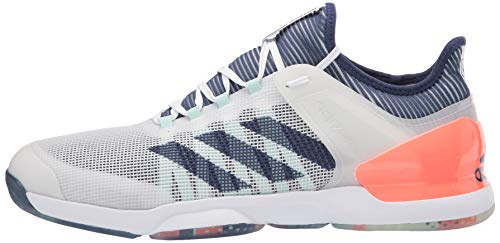 adidas Men's Adizero Ubersonic 2.0 Tennis Shoe, FTWR White/Tech Indigo/Signal Coral, 14 M US