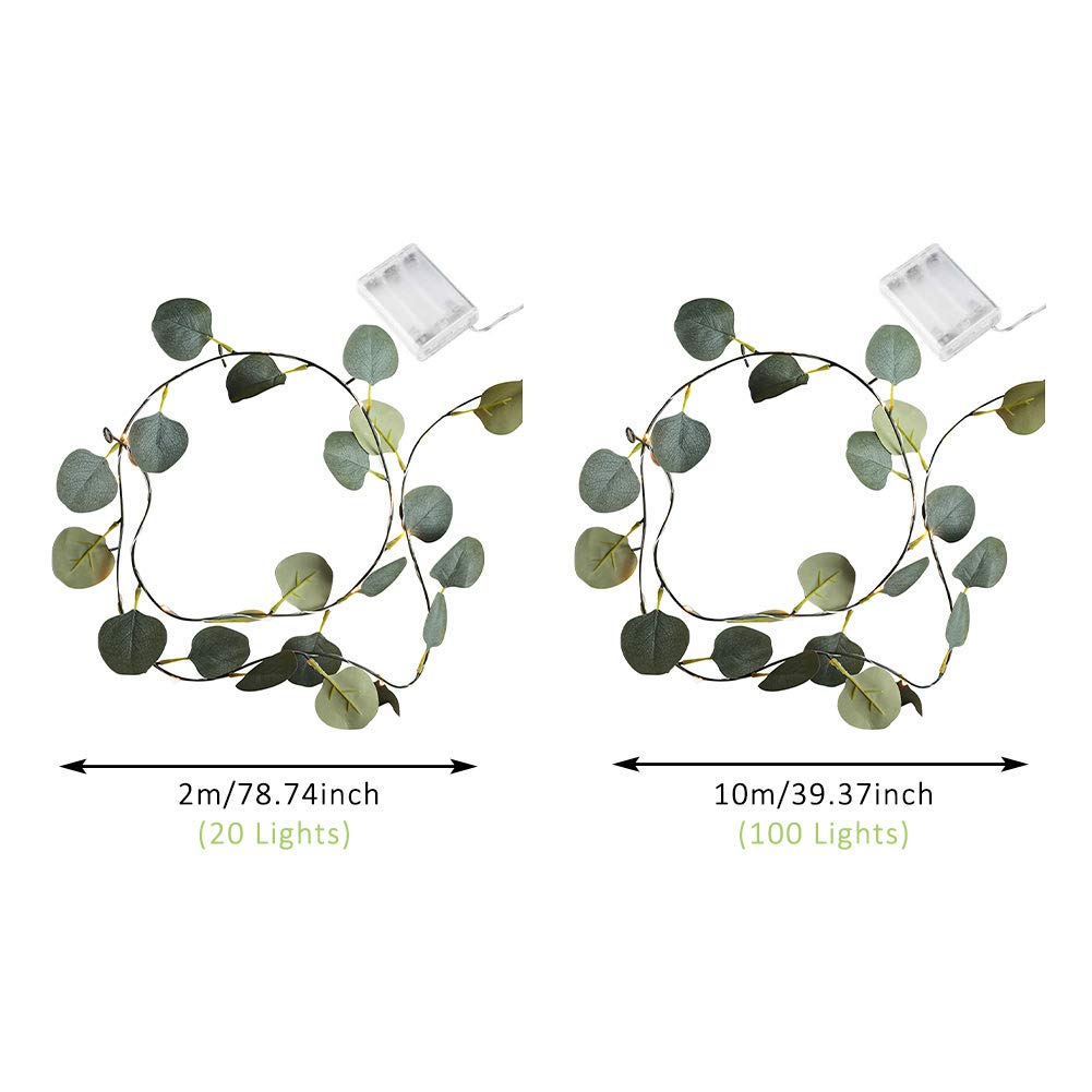 BWWNBY Artificial Leaf Foliage Rattan String Lights Vine Fairy Lights 6.5ft 20 LED Copper Wire Battery Powered Decor for Home Kitchen Garden Office Wedding Wall