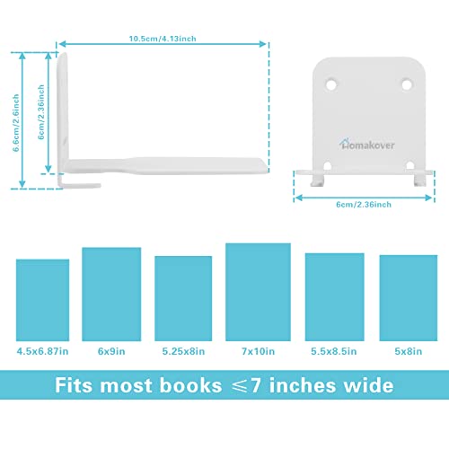 Invisible Floating Bookshelves Wall Mounted, Heavy-Duty Bookshelf Small Metal Shelves Storage Book Organizers, Floating Book Shelf Wall Ledge Shelves for Home Office Classroom Library (White, 8 Pack)