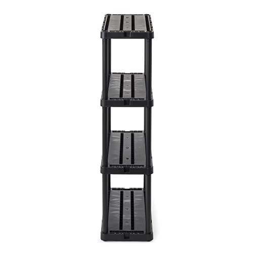 Gracious Living 4 Shelf Knect-A-Shelf Solid Light Duty Storage Unit 24 x 12 x 48 Organizer System for Home, Garage, Basement, and Laundry, Black (4 Pack)