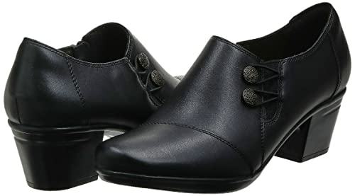 Clarks womens Emslie Warren Slip On Loafer, Black Leather, 7.5 Wide US