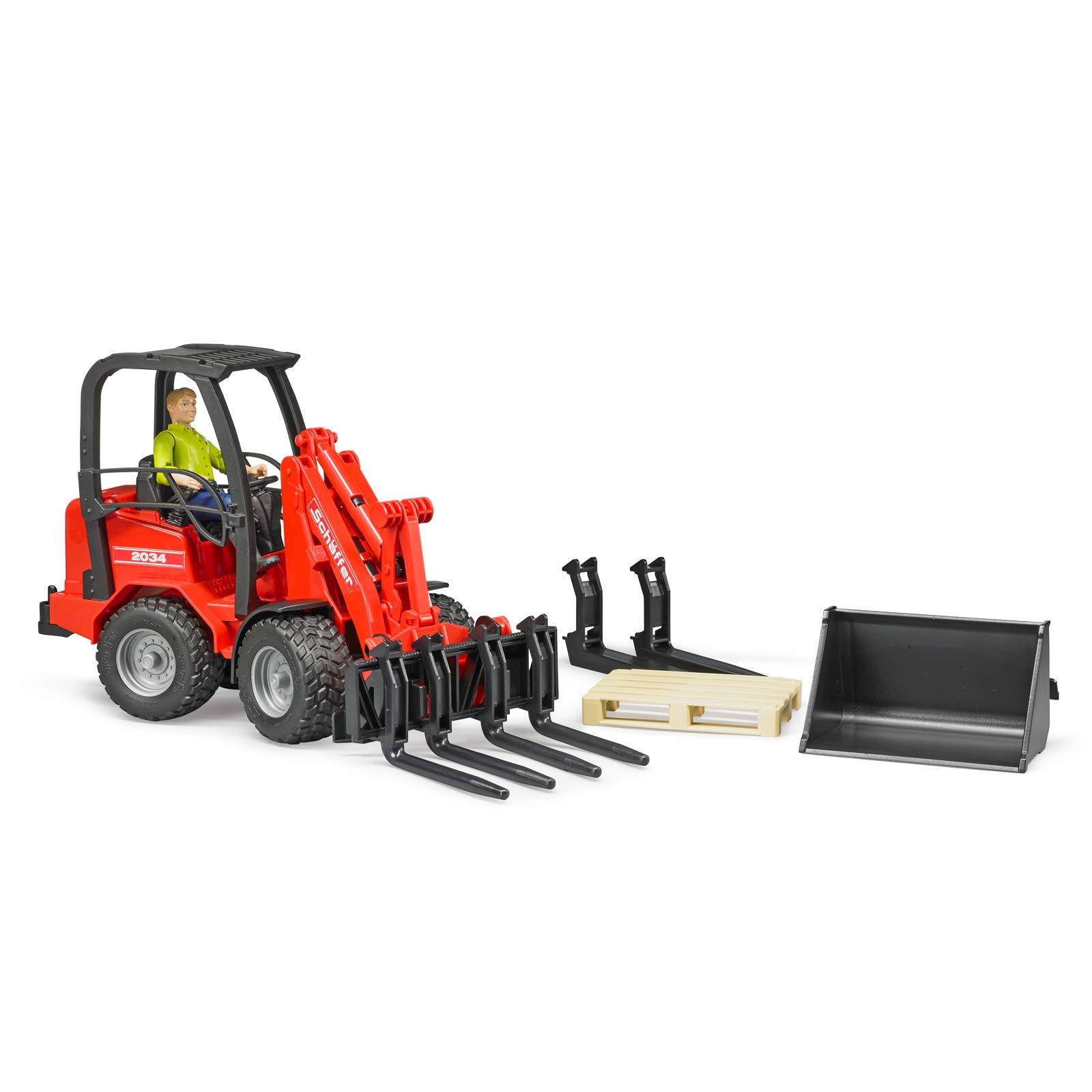 Bruder Schaeffer Compact Loader 2034 Farm & Construction Vehicle for Realistic Pretend Play, Sandbox or Outdoor Fun