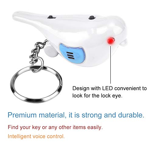 Whistle Key Finder Voice Control Bird Shape Keychain Mini Key Anti-Lost Tracer Finder with LED Light Suitable for Key Wallet Cellphone(White)