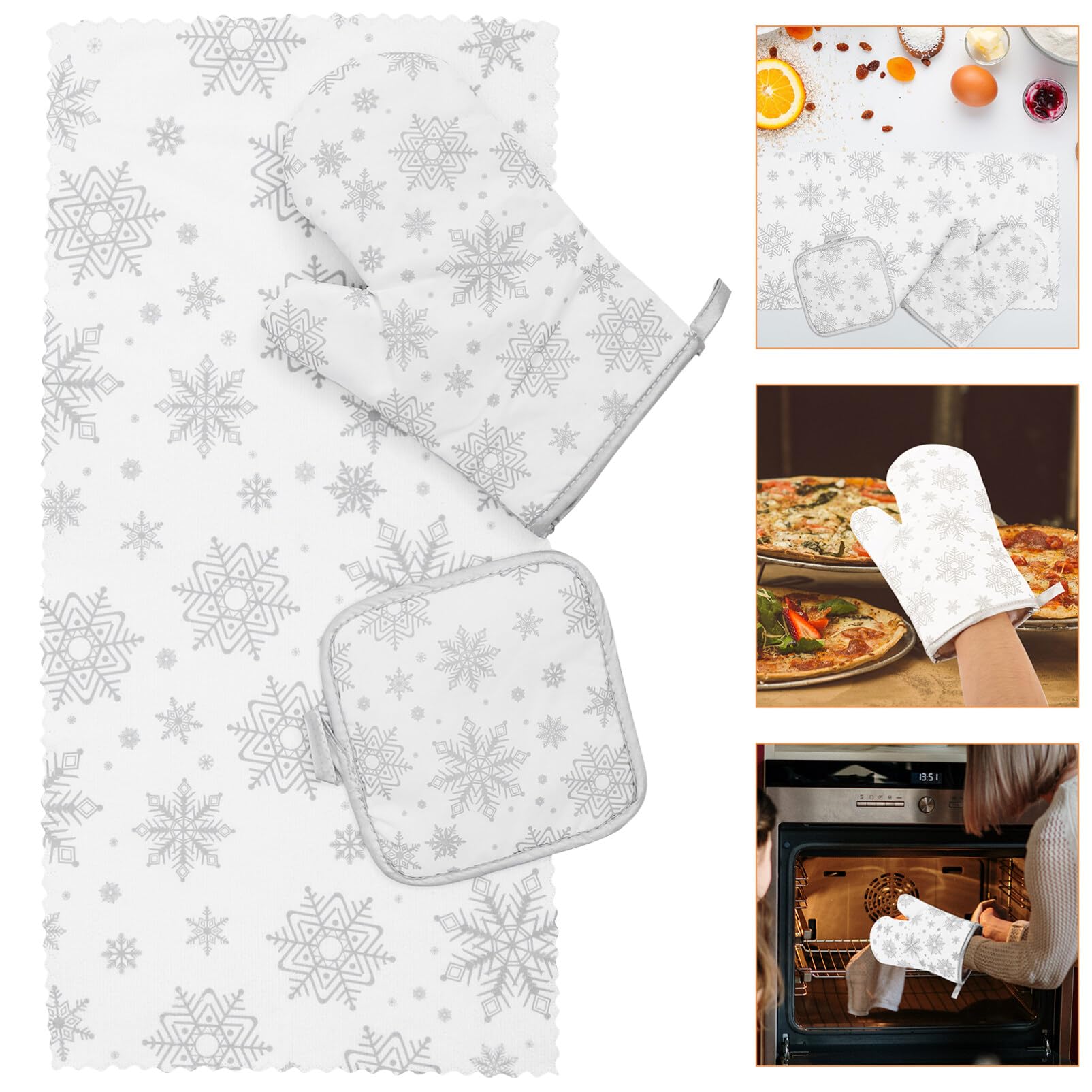 ABOOFAN 1 Set Microwave Glove Xmas Coasters Cooking Mittens Heat Insulated Gloves Mitts for Cooking Thickened Mittens Oven Mitts for Kitchen Hot Mitts Towels Resistance Polyester Christmas