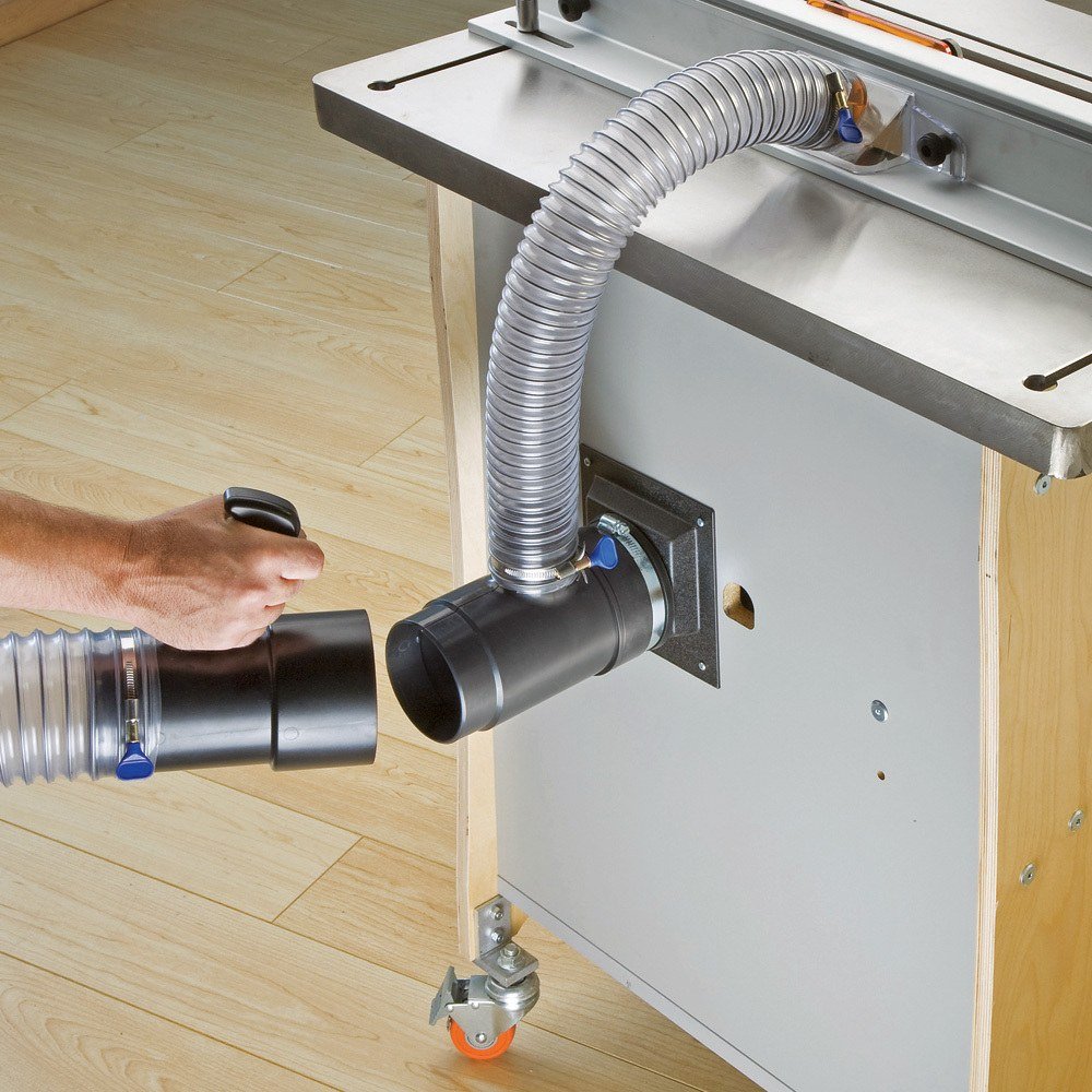 Dust Right Router Table Dual Port - ABS Plastic Router Table Dust Port for 4” Dust Hose or Dust Right Handle - Effortless Dust Collection System for Single-Source Extraction and Versatile Fittings
