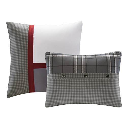 Intelligent Design Daryl 5 Piece Plaid All Seasons PrintComforter Set, Full/Queen, Grey - Ultra Soft Microfiber Teen Bedding