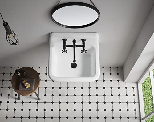 Kingston Brass GCLWS22187 Petra Galley 22" x 18" Cast Iron Wall Mount Utility Sink, White