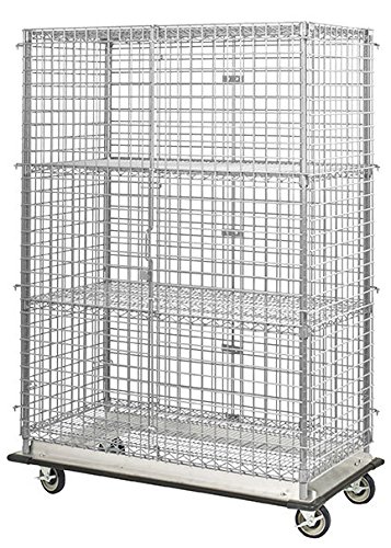 Omega 24" Deep x 60" Wide x 69" High Mobile Chrome Dolly Base Security Cage with 3 Interior Shelves