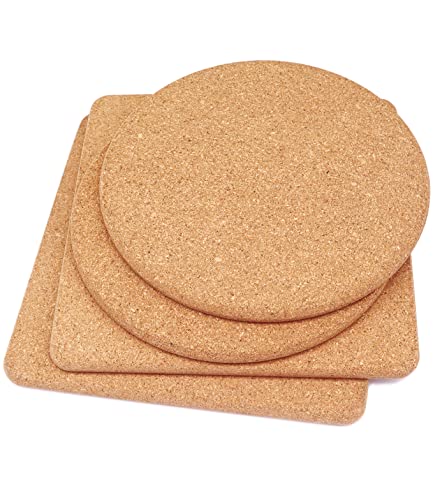 Cork Trivet, High Density Fine Particle Thick Cork Trivets for Hot Dishes, 8 Inch Heat Resistant Cork Coaster, Cork Placemats Cork Hot Pads for Hot Pots and Pans, 4 Pcs