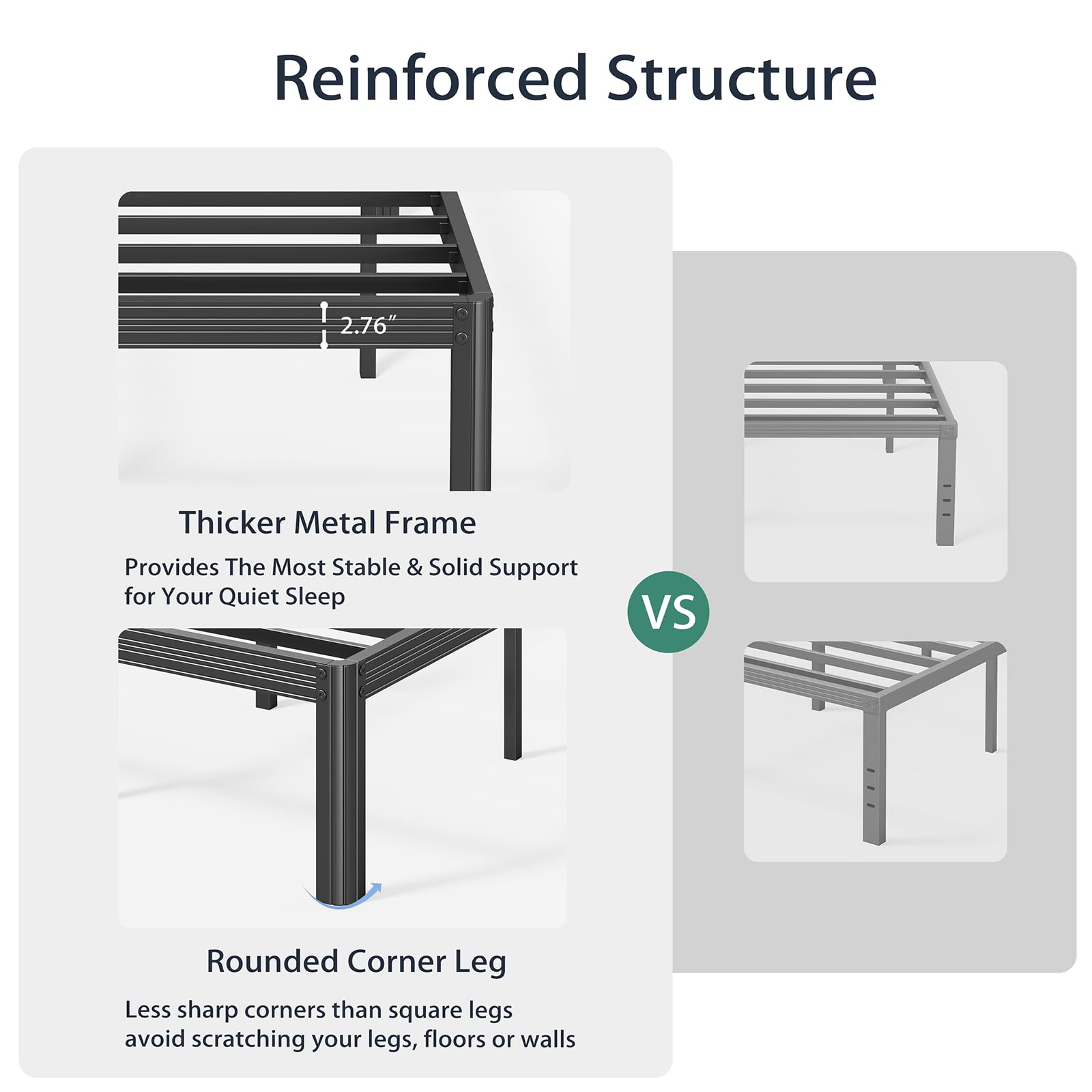 Askeld Queen Bed Frame with Headboard,18 Inch High Queen Size Bed Frame, Sturdy Noise-Free Metal Frame with Heavy Duty Slats, 4500 Lbs Weight Support for Mattress, No Box Spring Needed, Black