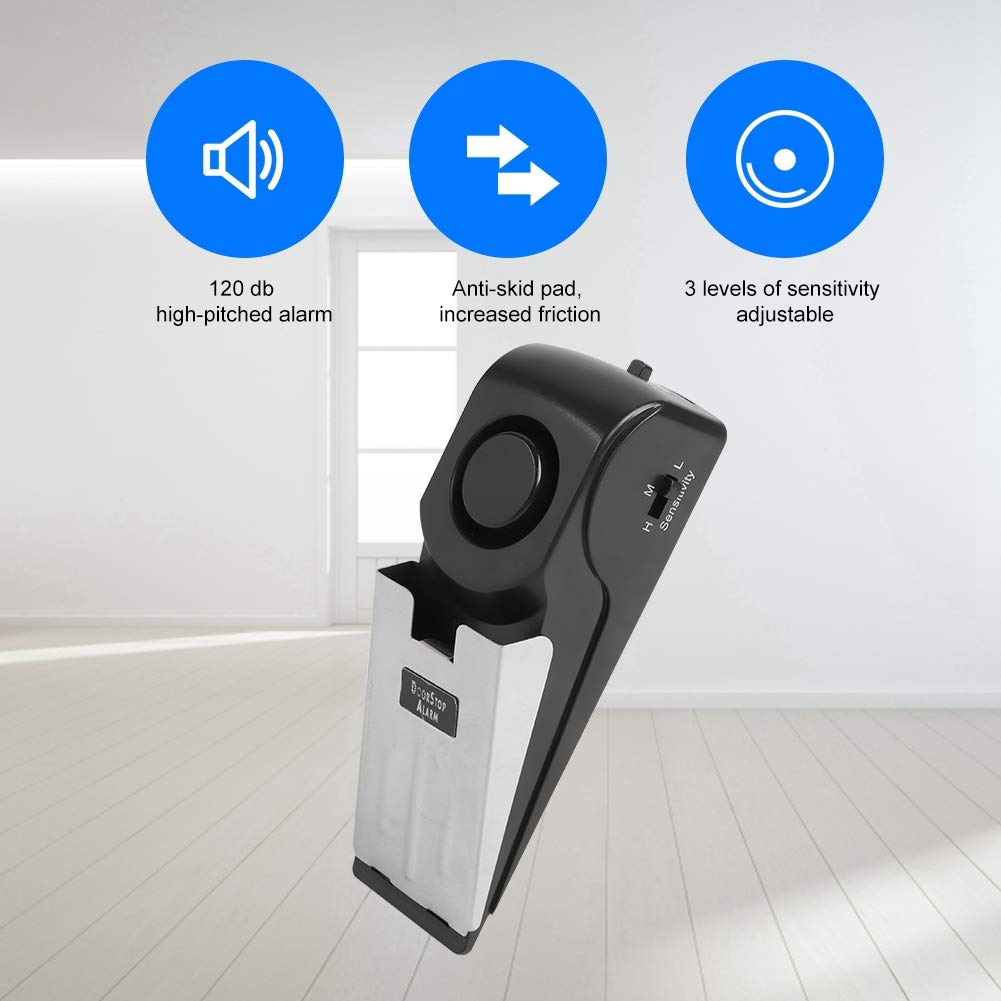 Sonew 120dB Wedge Shaped Door Stop Alarm Home Travel Security System Alert Burglar (Not Included Battery)
