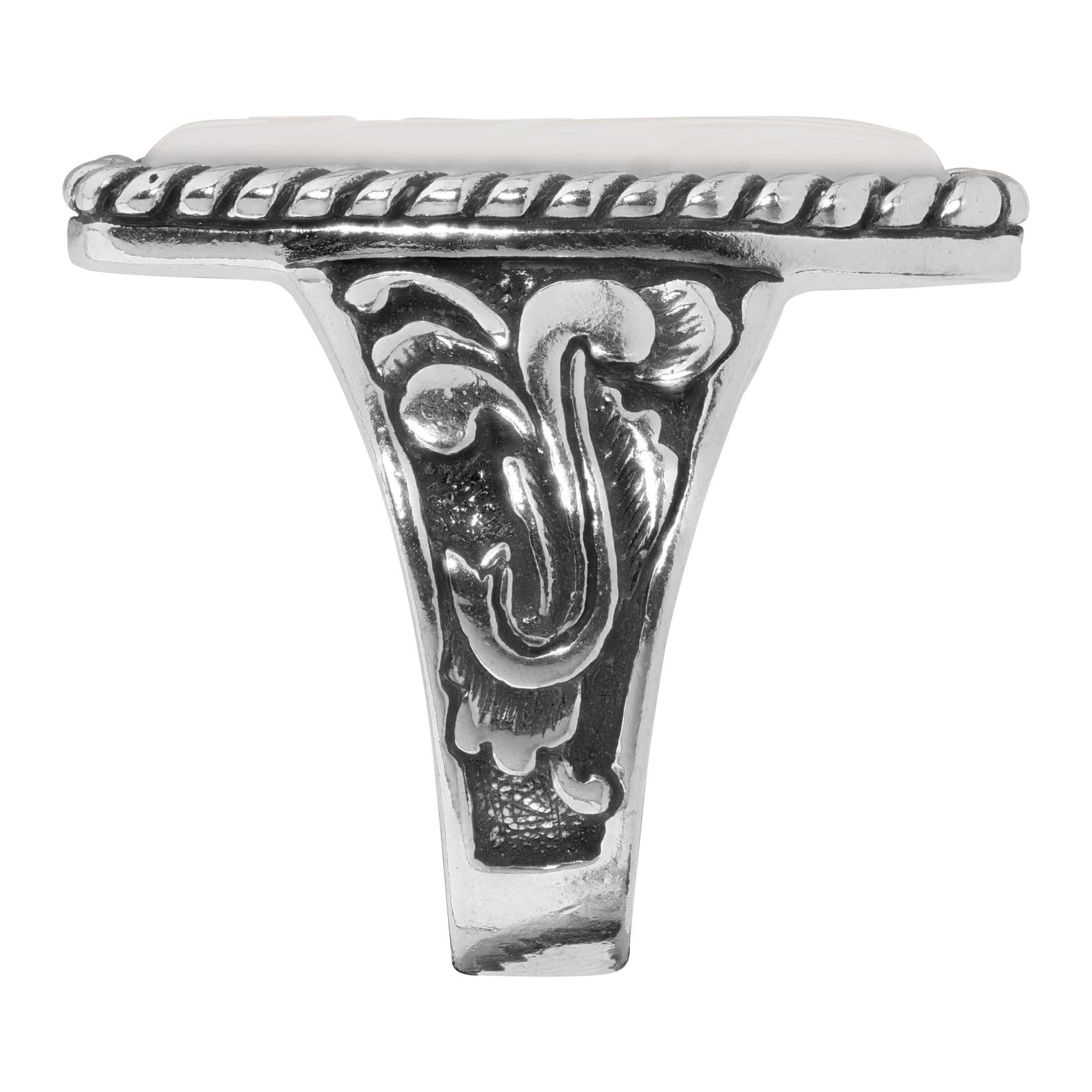 American West Sterling Silver Carved Mother of Pearl Gemstone Ring. Size 6