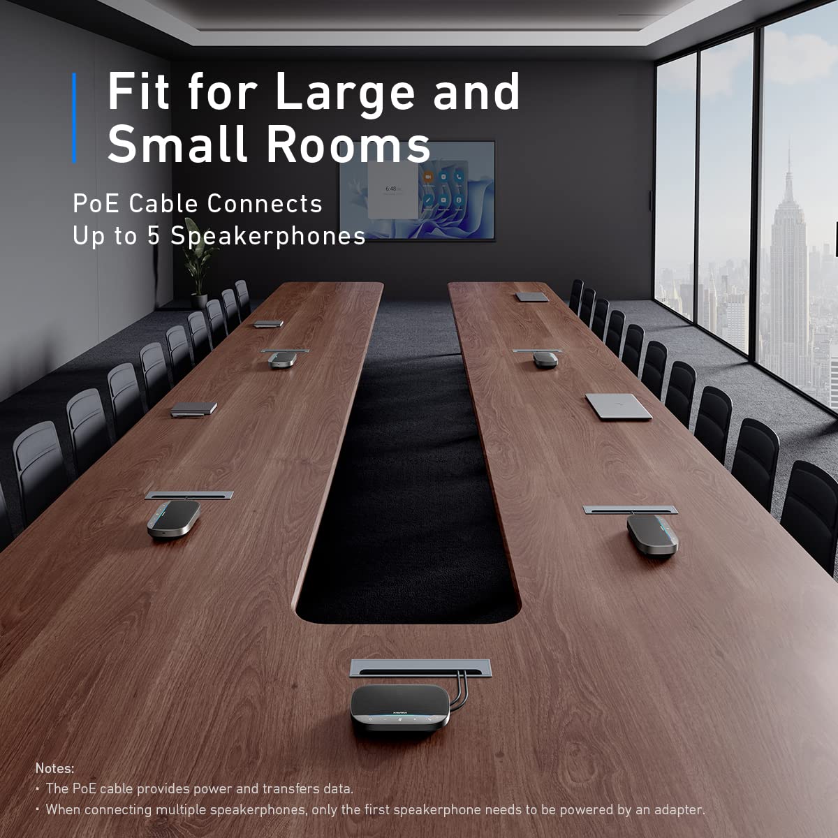 AnkerWork SR500 Conference Speaker and Microphone with Deep Learning, 8 Mics, 48 kHz, Connect 5 Speakerphones in Daisy Chain, AI Noise Cancellation, Premium Pickup in Conference Rooms Up to 45 People